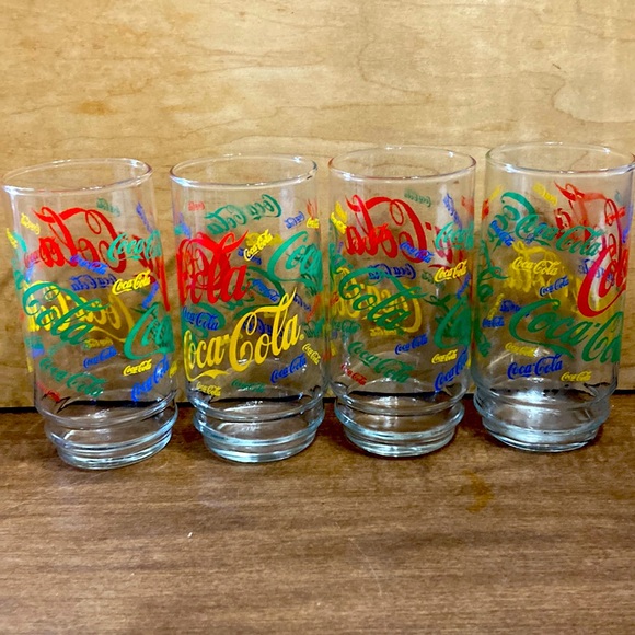Coca Cola | Dining | Coca Cola Multi Color Cups 4 Pack | Poshmark